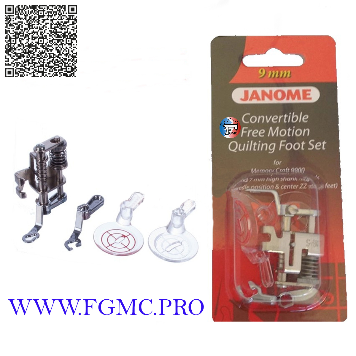 JANOME CONVERTIBLE FREE MOTION QUILTING ENSEMBLE DE PIEDS